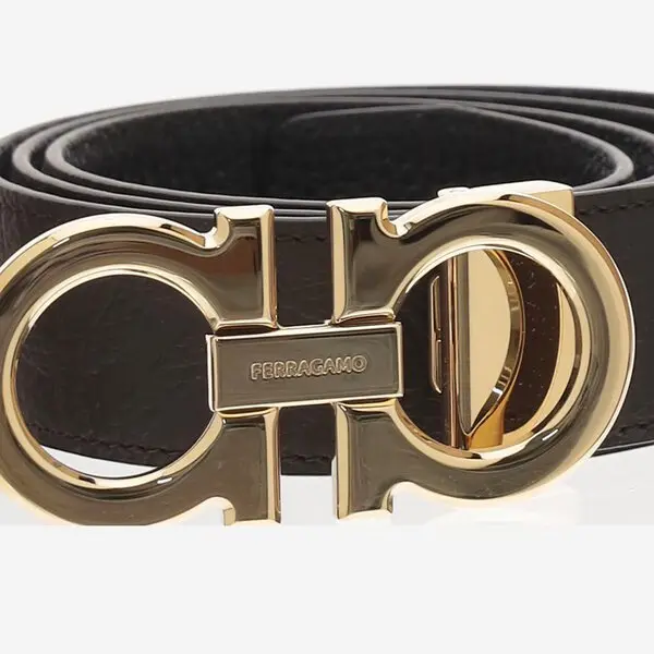 FERRAGAMO Reversible Leather Belt With Hooks - Multi