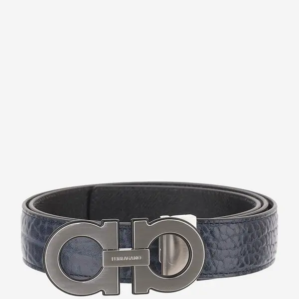 FERRAGAMO Reversible Leather Belt With Hooks - Multi