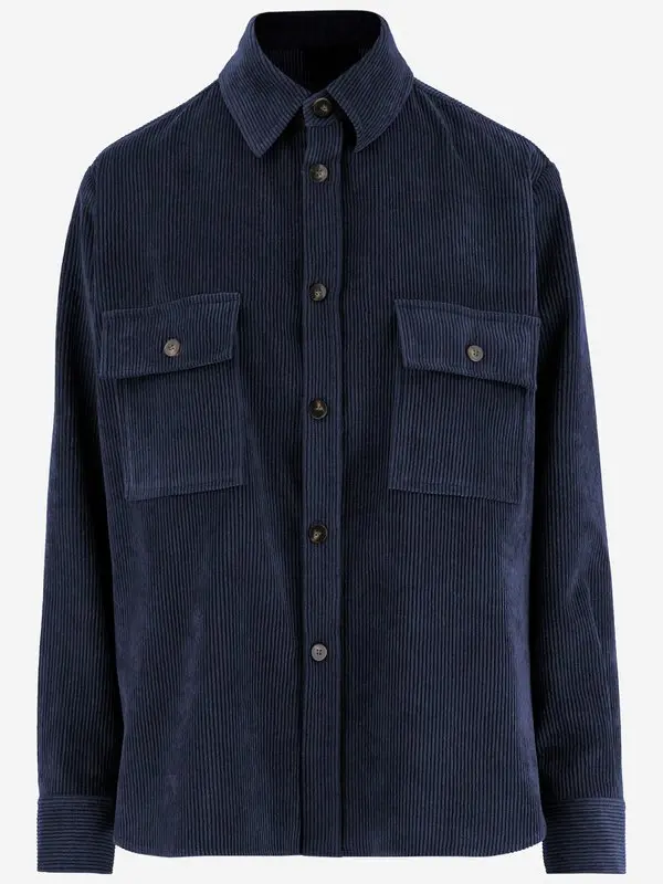 F.IT Ribbed Stretch Nylon Blend Shirt - Navy