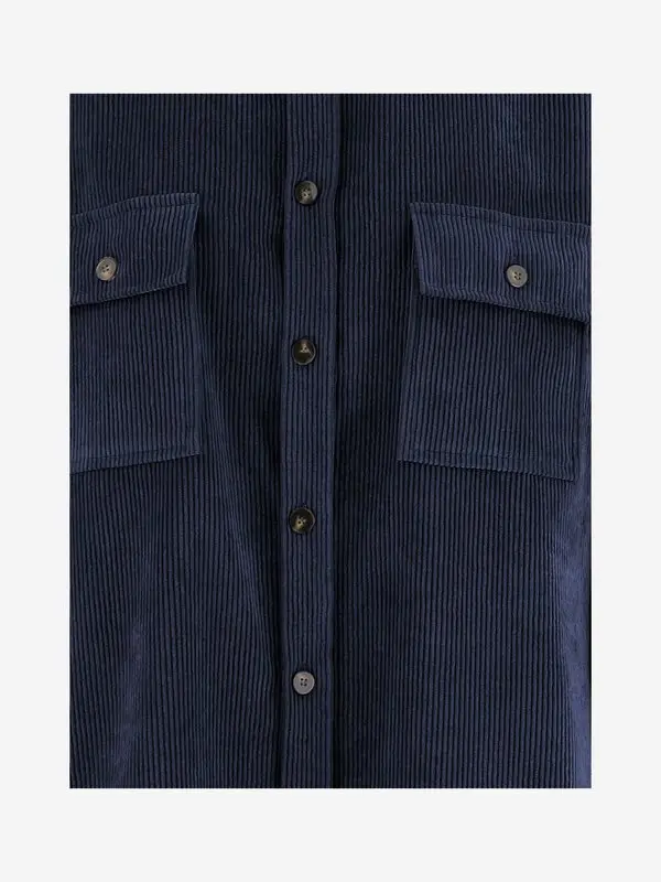 F.IT Ribbed Stretch Nylon Blend Shirt - Navy