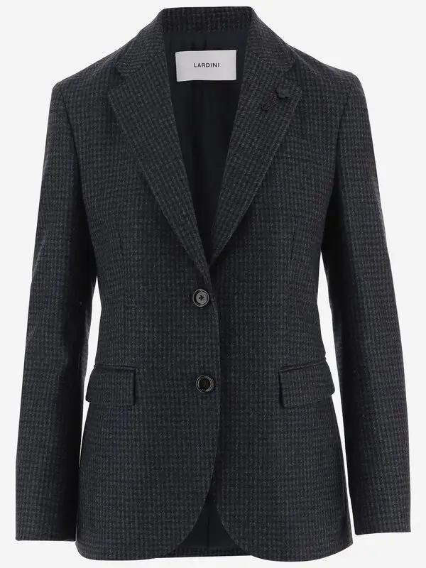 LARDINI Wool Blend Jacket With Layers And Check Pattern