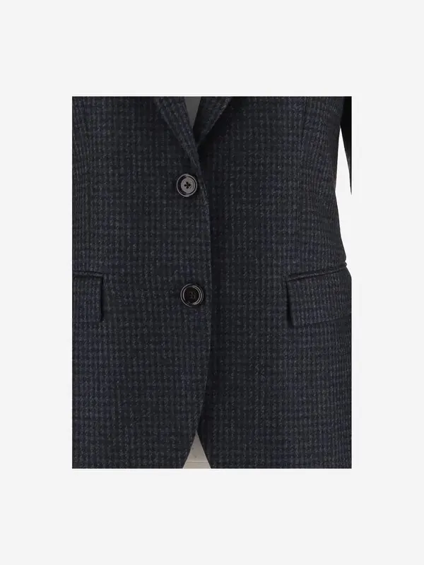 LARDINI Wool Blend Jacket With Layers And Check Pattern