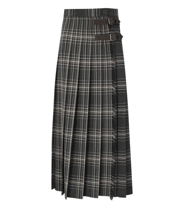 Max Mara Prisma Tartan Skirt - Grey