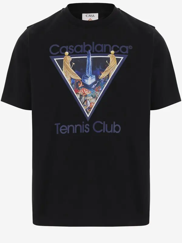 Casablanca Printed Cotton T Shirt - Black
