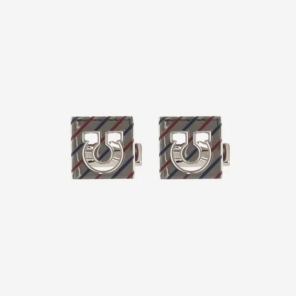 FERRAGAMO Square Brass Hook Shaped Cummerband Clasps