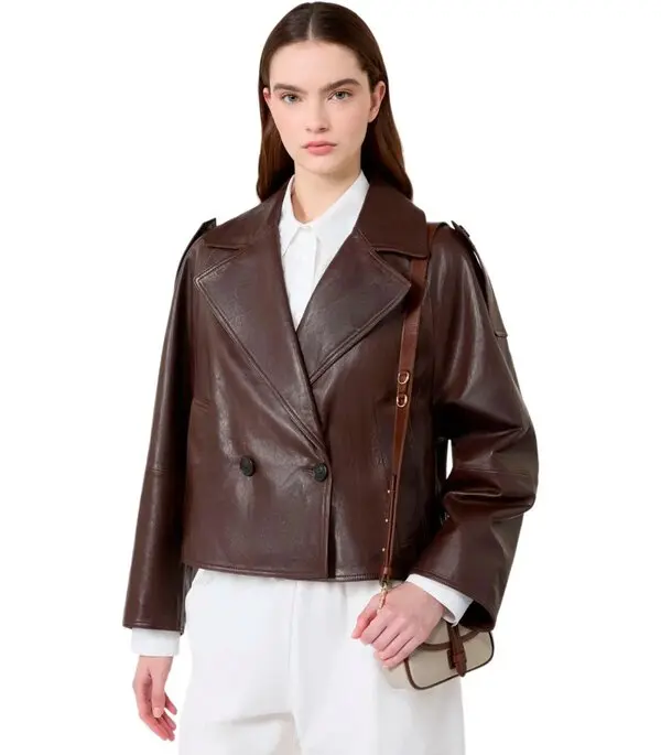 Max Mara Felino Leather Jacket - Brown