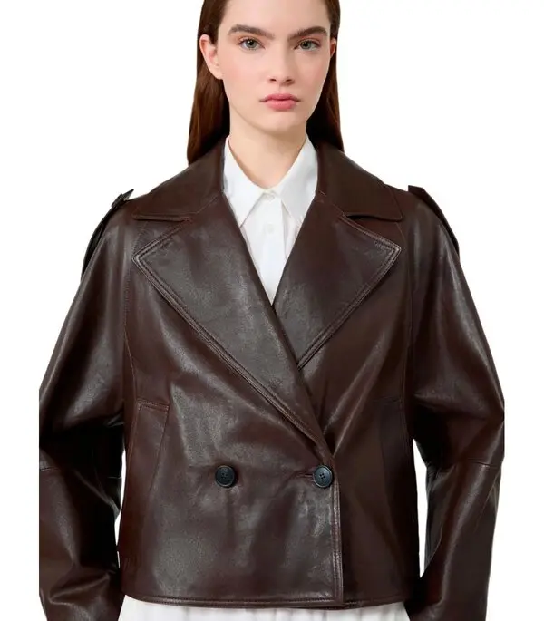 Max Mara Felino Leather Jacket - Brown
