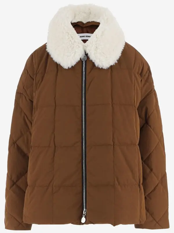 IENKI IENKI Cotton Blend Padded Jacket With Shearling Collar