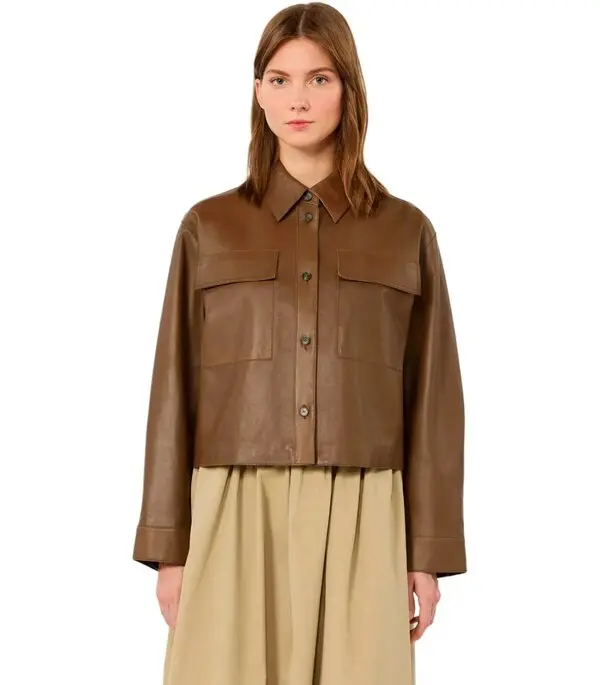 Max Mara Piovra Leather Jacket - Brown