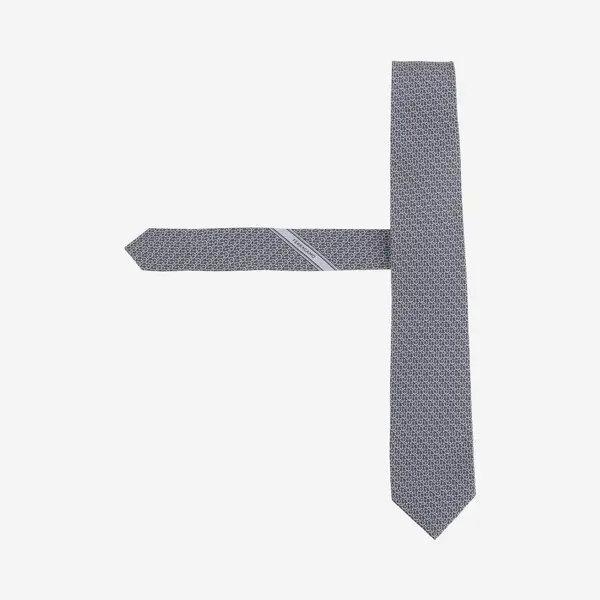 FERRAGAMO Silk Tie With Patterned Design - Grey