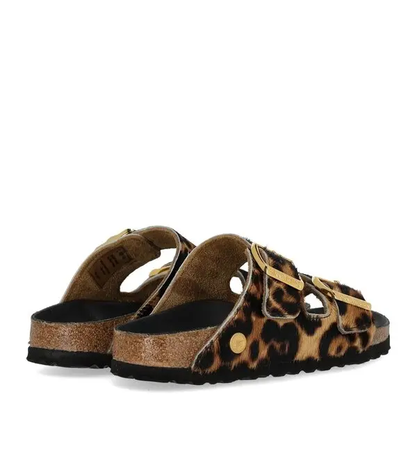 BIRKENSTOCK Arizona Fur Hex Leopard Natural Sandal