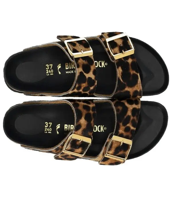 BIRKENSTOCK Arizona Fur Hex Leopard Natural Sandal