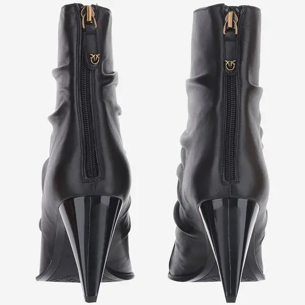 Pinko Embossed Leather Ankle Boots It