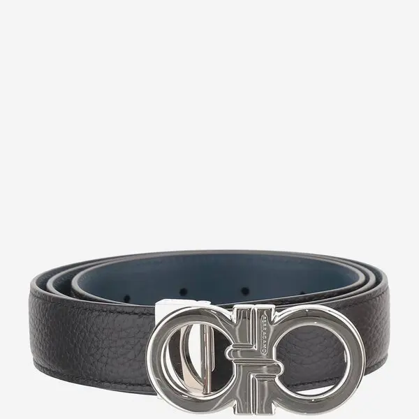 FERRAGAMO Reversible Leather Belt With Hooks - Multi