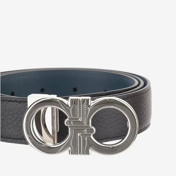 FERRAGAMO Reversible Leather Belt With Hooks