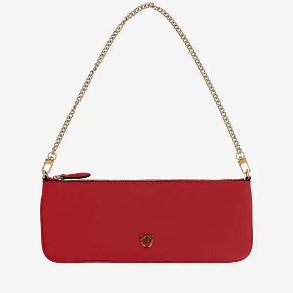Pinko Leather Shoulder Bag With Logo Height: 11 Cm Width: 27 Cm - Red