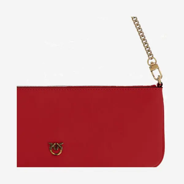 Pinko Leather Shoulder Bag With Logo Height: 11 Cm Width: 27 Cm - Red