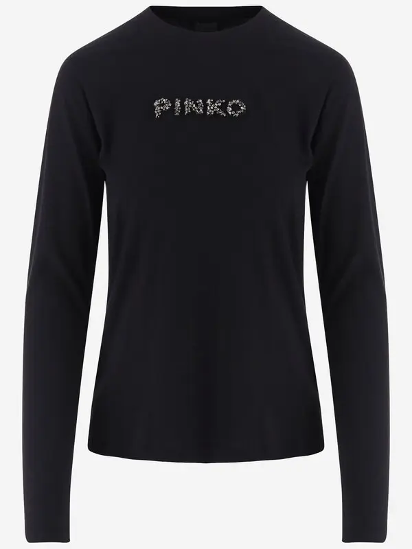 Pinko Long Sleeved Cotton T Shirt With Logo