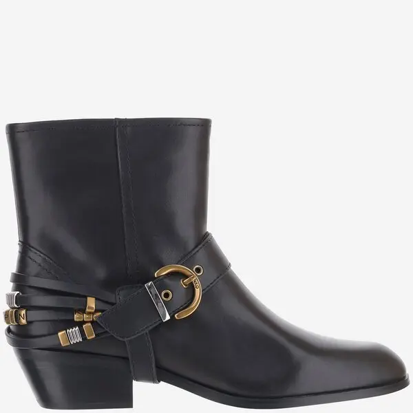 Pinko Leather Ankle Boots With Logo