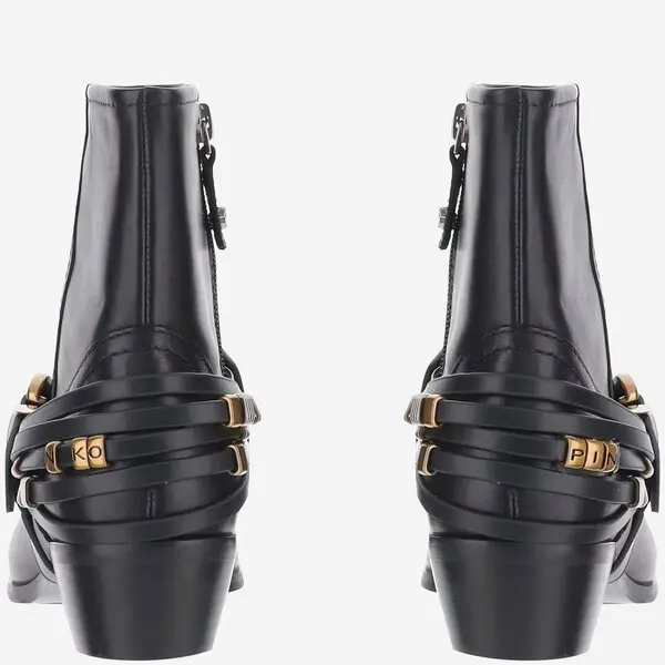 Pinko Leather Ankle Boots With Logo