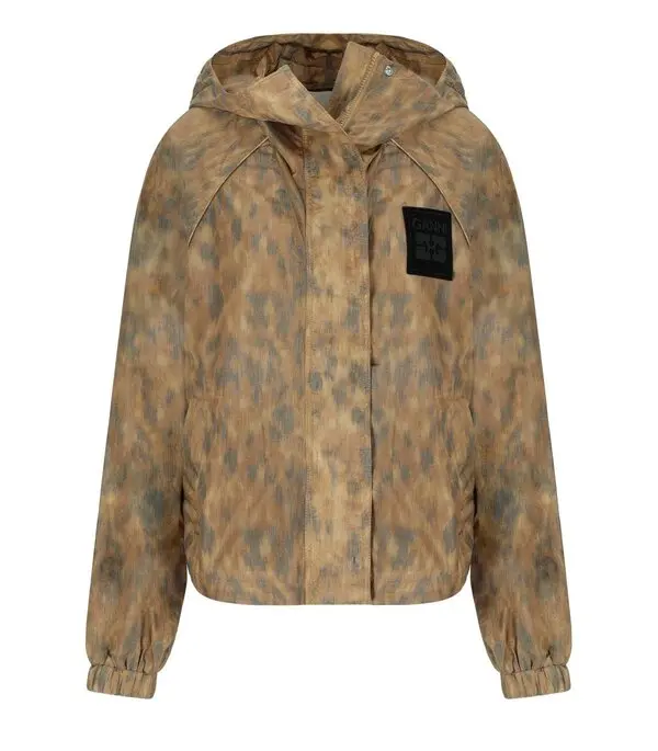 GANNI Animal Print Nylon Jacket - Brown