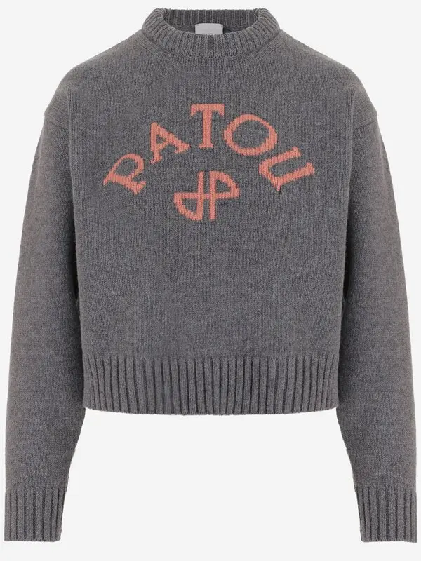 PATOU Wool And Cashmere Sweater With Logo - Grey