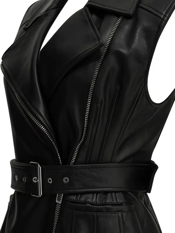Max Mara Sleeveless Leather Jacket