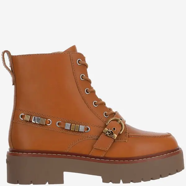 Pinko Leather Ankle Boots With Logo - Brown