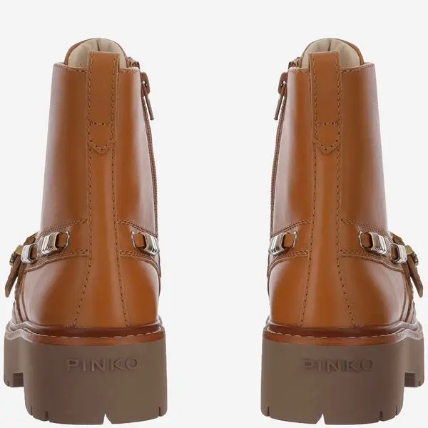 Pinko Leather Ankle Boots With Logo