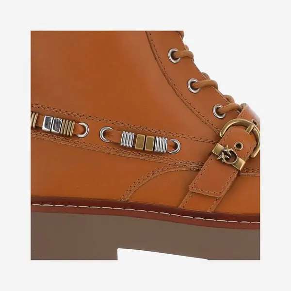 Pinko Leather Ankle Boots With Logo