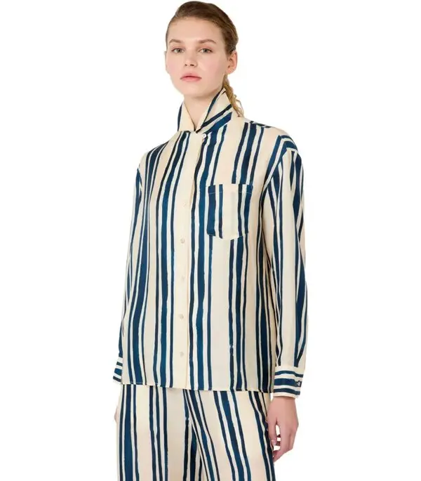 Max Mara Corona Striped Blue And White Shirt