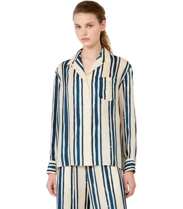 Max Mara Corona Striped Blue And White Shirt