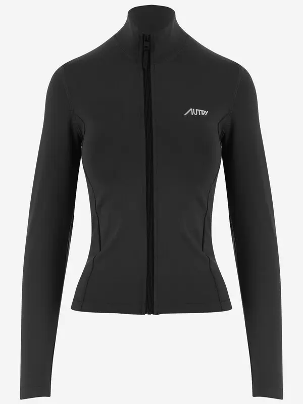 AUTRY Stretch Nylon Sweatshirt With Logo - Black