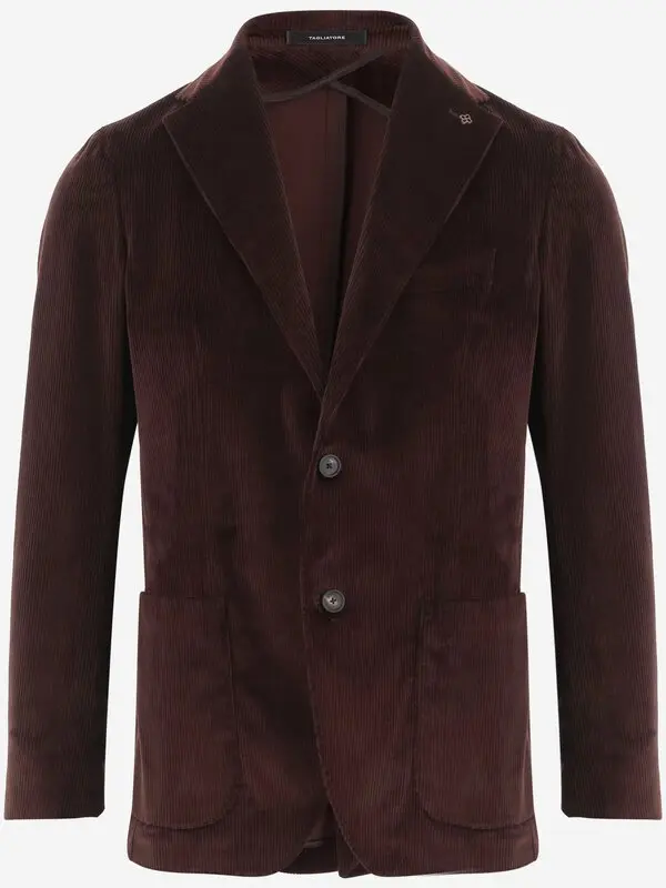 Tagliatore Ribbed Stretch Cotton Jacket - Brown