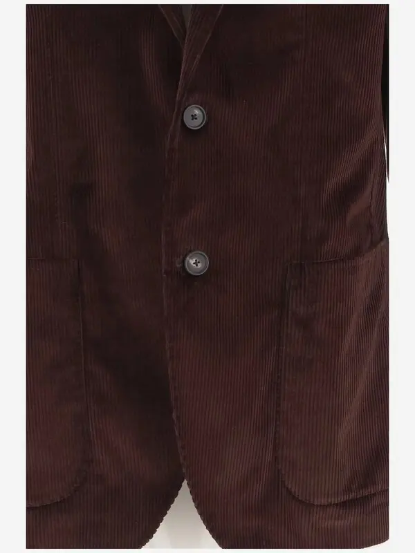 Tagliatore Ribbed Stretch Cotton Jacket - Brown