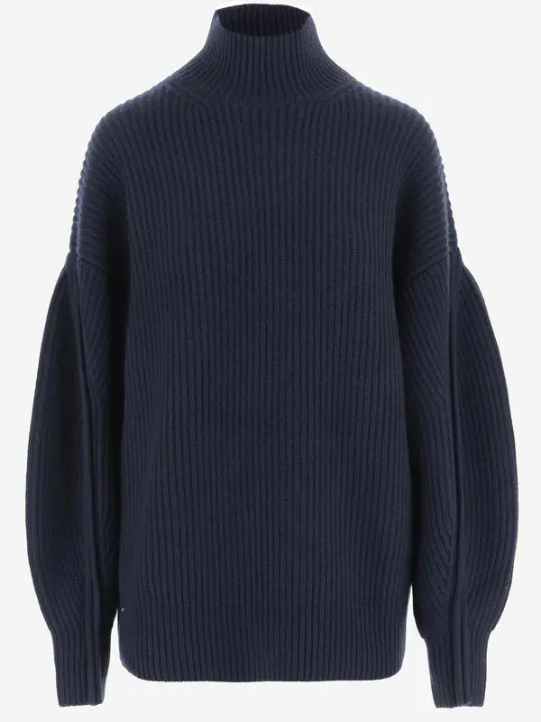 Carven Ribbed Cashmere Sweater With High Neck