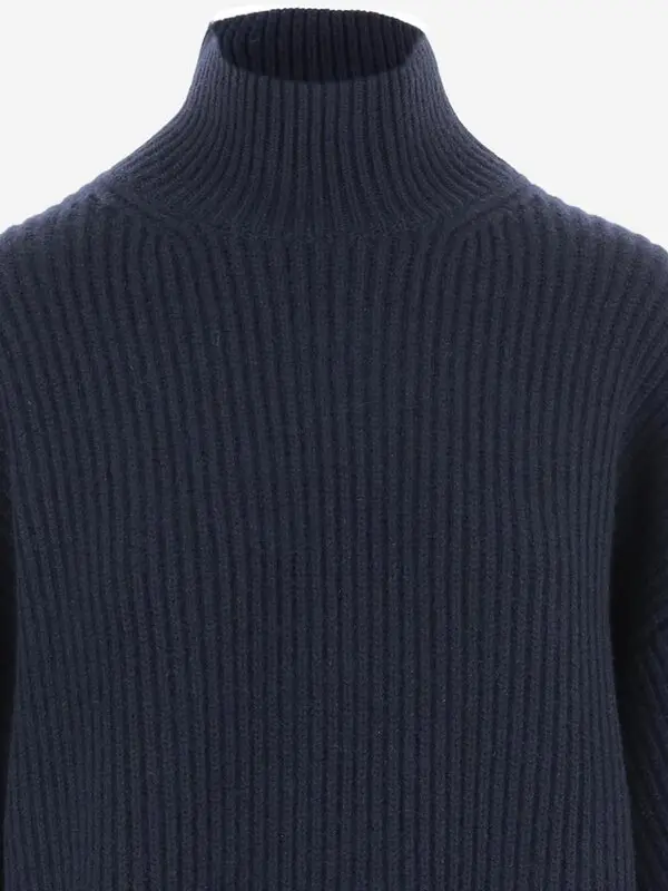 Carven Ribbed Cashmere Sweater With High Neck