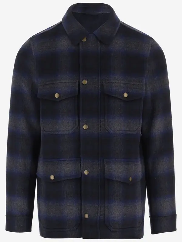 Woolrich Wool Blend Shirt With Check Pattern