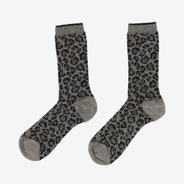 ANT45 Stretch Cotton Blend Socks With Animal Print - Grey
