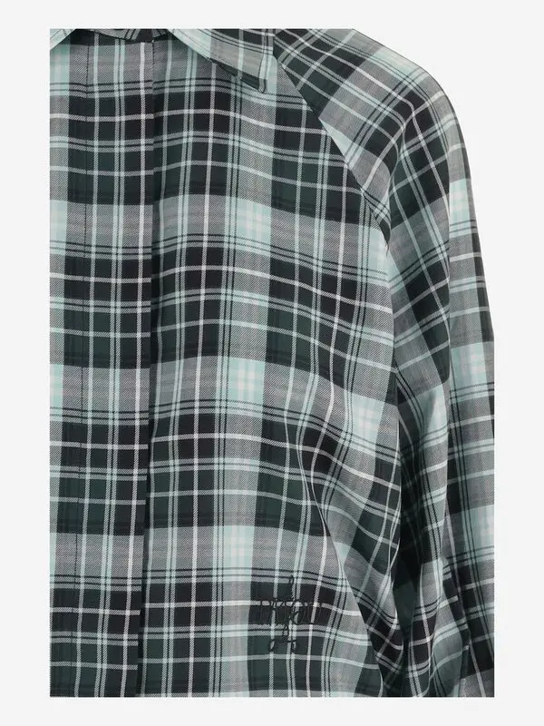 PATOU Cotton Blouse With Check Pattern And Tied Sleeves