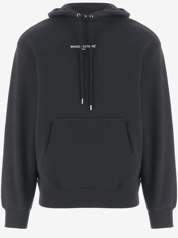Maison Kitsuné Cotton Hoodie With Logo - Black