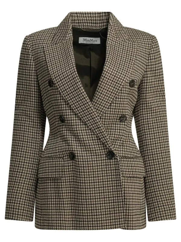 Max Mara Double Breasted Houndstooth Blazer