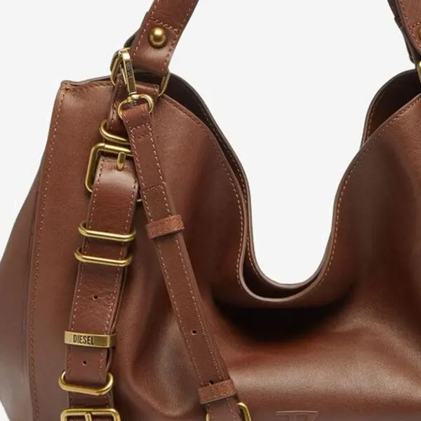 DIESEL® D One” Leather Handbag - Brown
