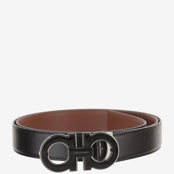 FERRAGAMO Reversible Leather Belts With Two Interchangeable Covers - Multi