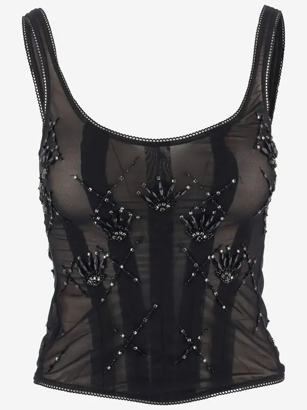 IANIRA MEDA Lycra Blend Top With Embroidery