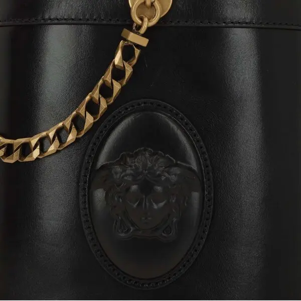 Versace Leather Bucket Bag - Black