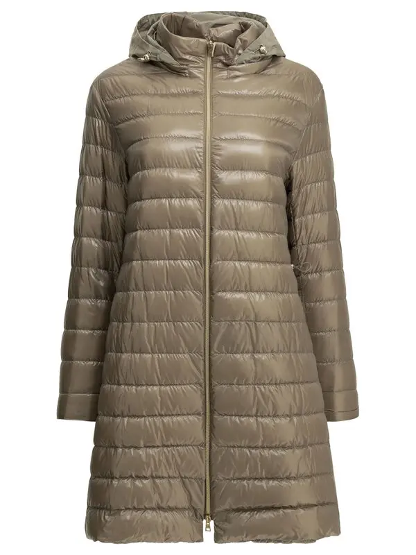 Herno Long Down Jacket Made Of Ultra Light Nylon - Beige