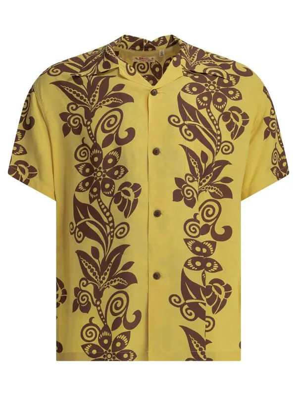 SUN SURF Pictograph Flower' Casual Shirt - Yellow