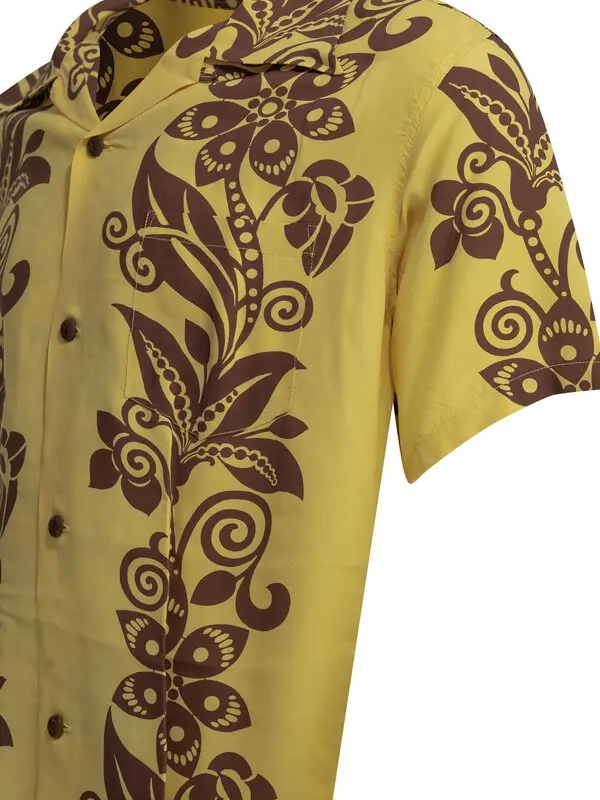 SUN SURF Pictograph Flower' Casual Shirt - Yellow