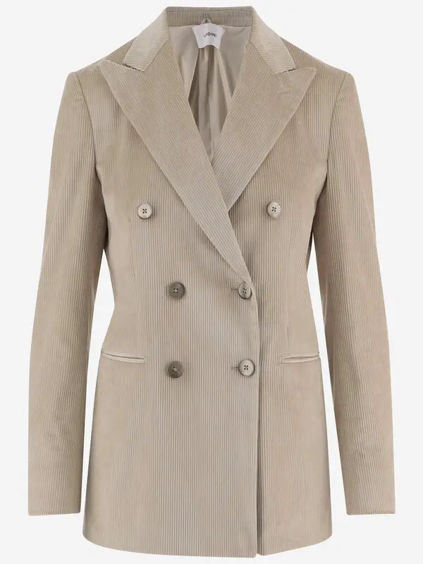 LARDINI Double Breasted Cotton And Stretch Viscose Jacket